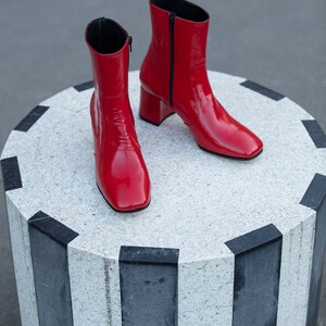 Red Patent Leather Handmade Boot - Etsy