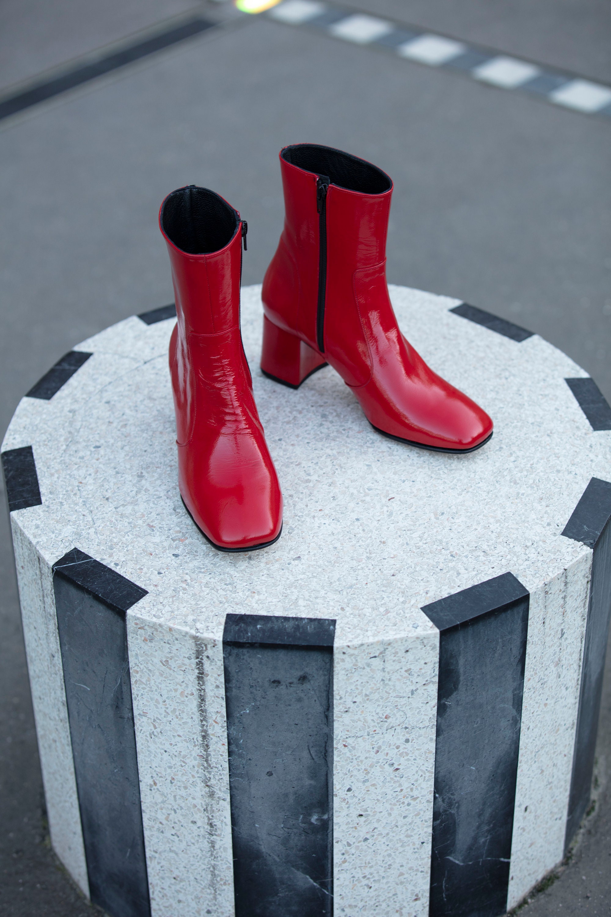 Red Patent Leather Handmade Boot - Etsy
