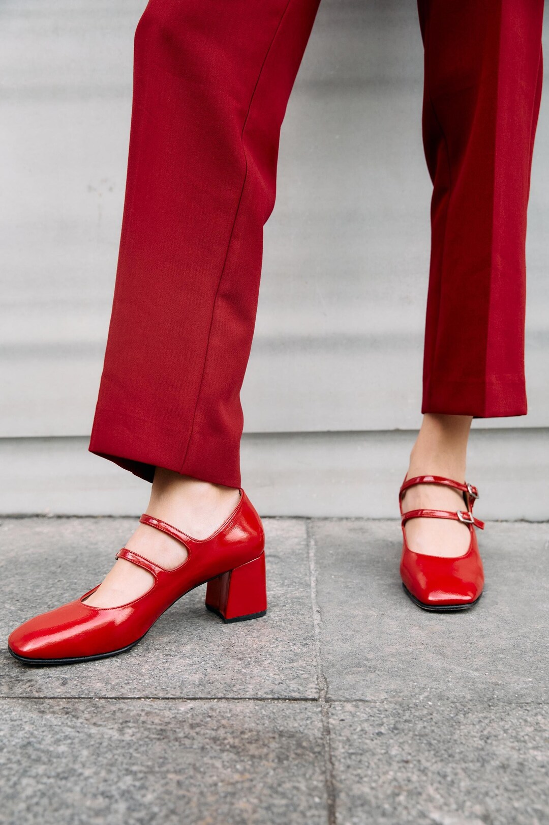 Handmade Stylish Red Mary Jane Shoes for Women | Elegant Leather Women ...