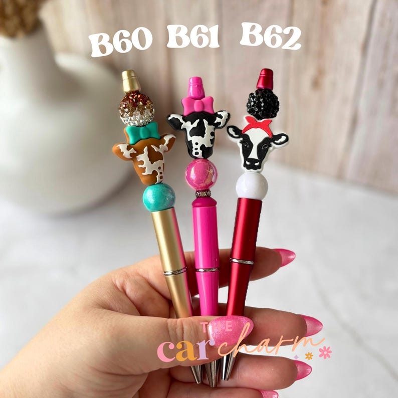 Cow Beaded Pen | Cute Beaded Pen | Cow Themed Pen | Unique Beaded Pen ...
