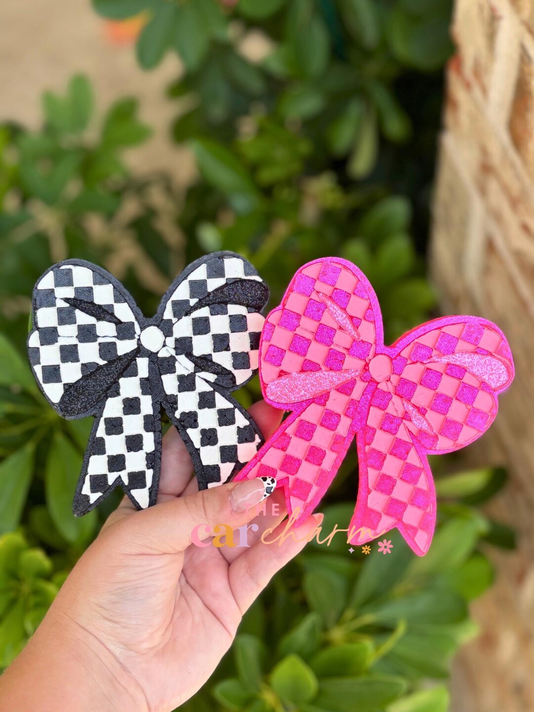 Checkered Bow Freshie | Car Freshie | Car Air Freshener | Car Accessory ...