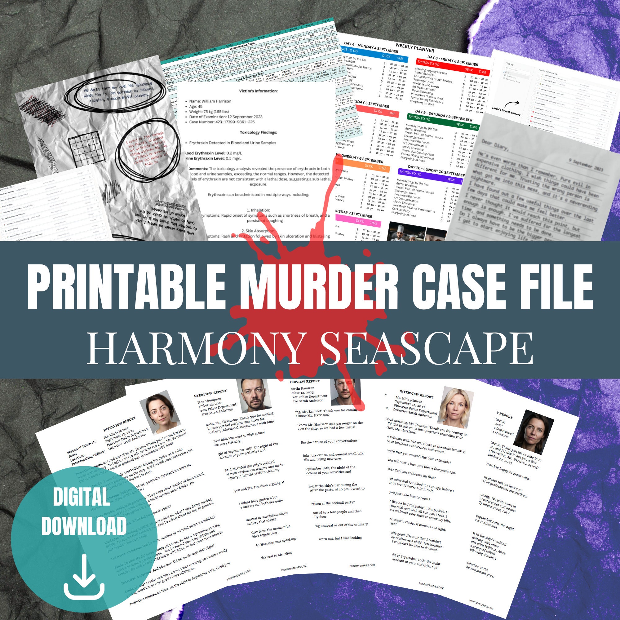 Printable Murder Mystery Case File - Mystery Printable, Digital ...