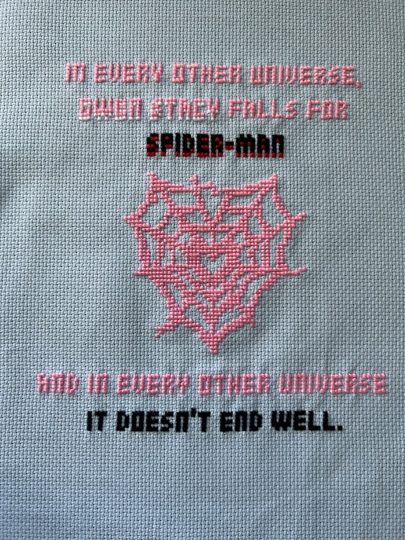 In Every Other Universe Gwen Stacy Falls for Spider-man Cross Stitch ...