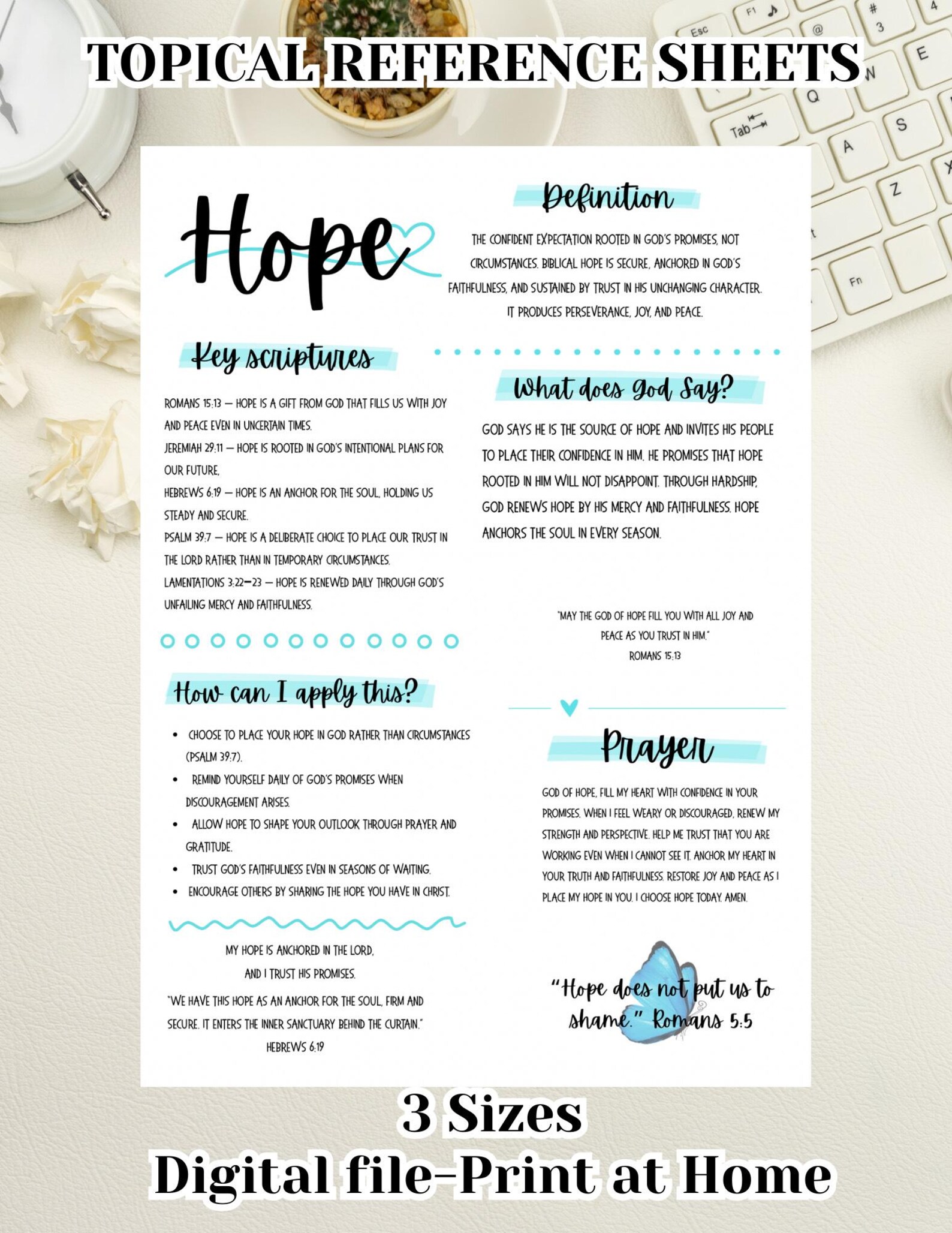 HOPE Topic Reference Sheet Printable 3 Sizes - Etsy