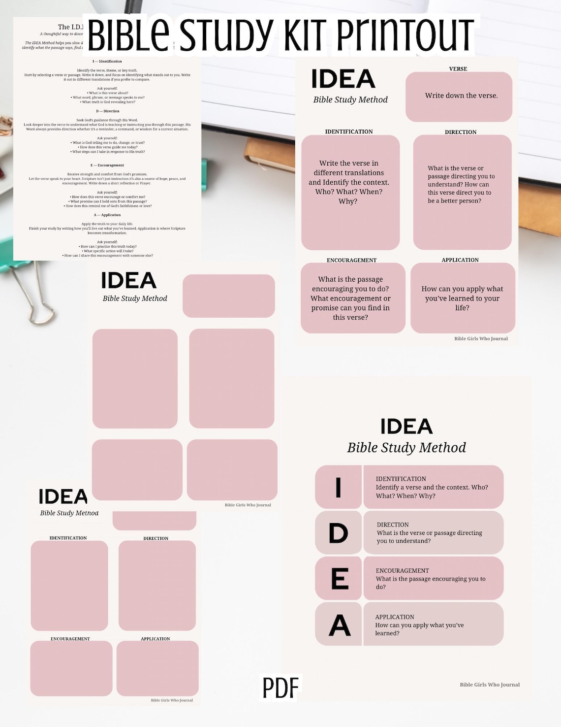 IDEA Bible Study Kit | Printable Bible Study | Bible Study Page | Blank ...