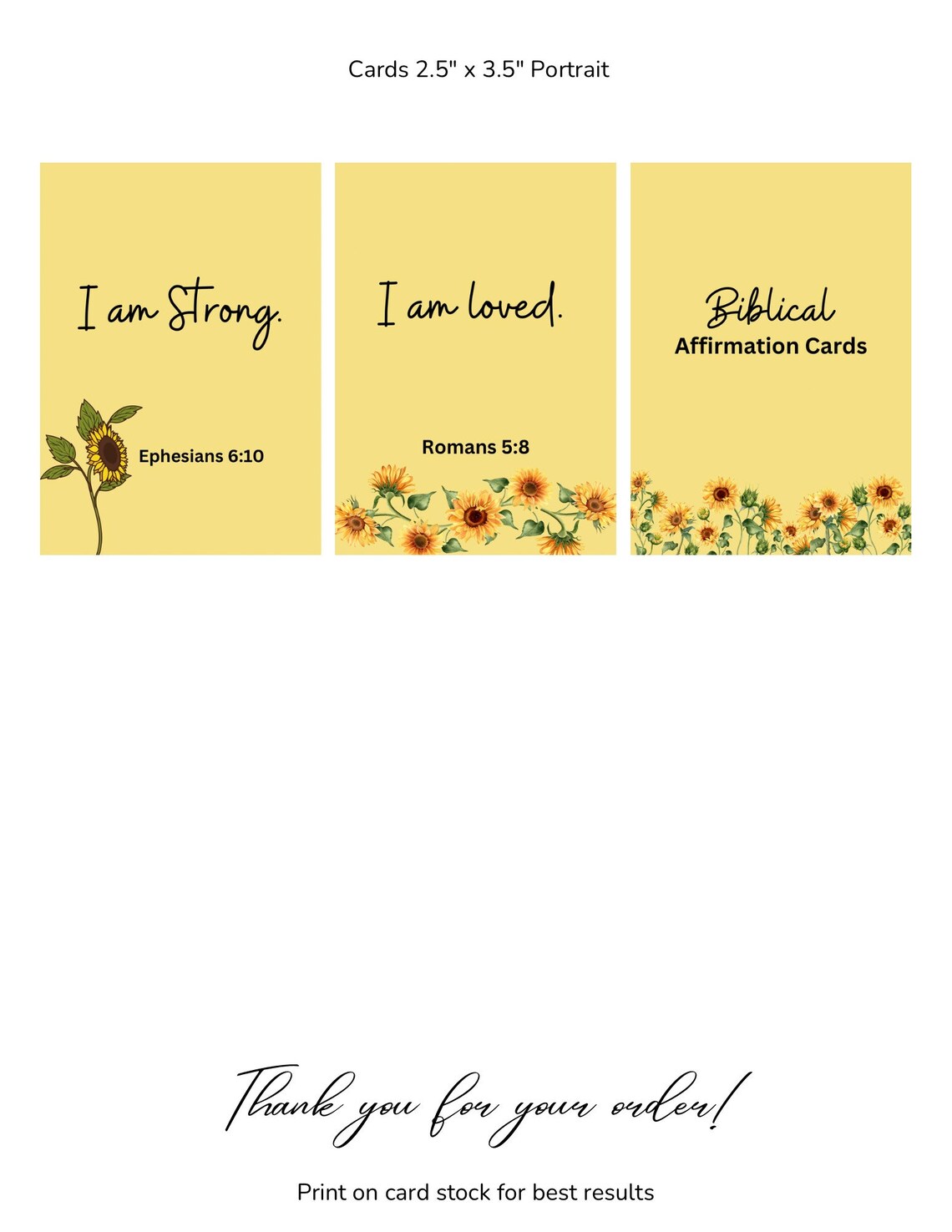 Sunflower Biblical Affirmation Cards Scripture Cards Affirmation ...