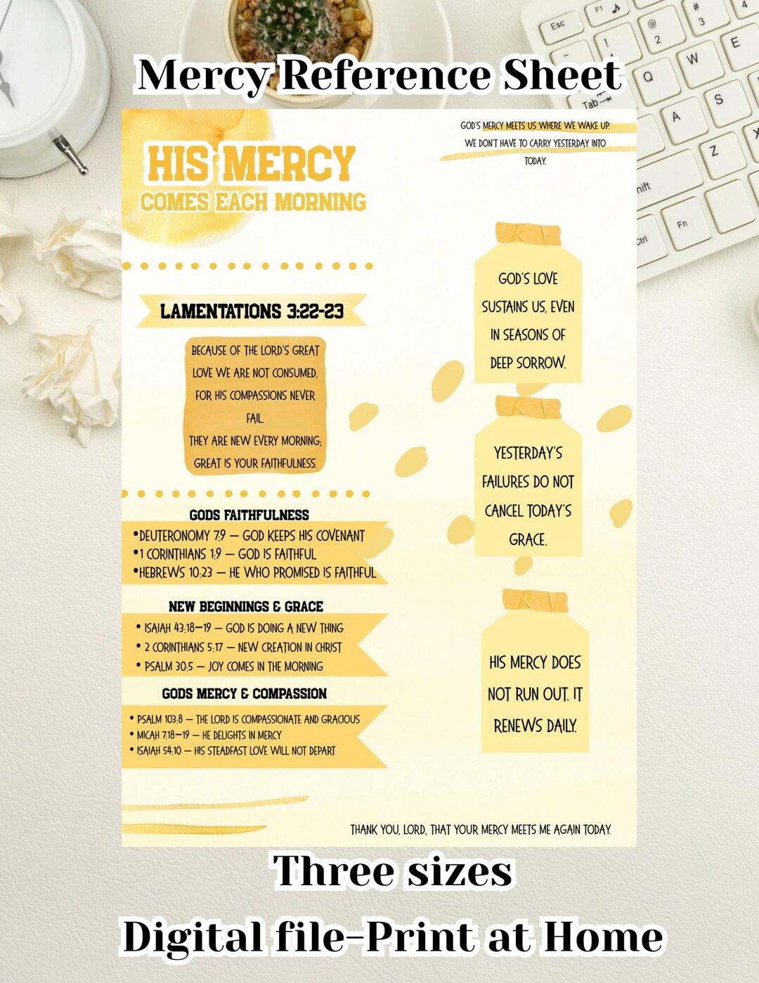 HIS MERCY Resource Printout for Bible Tip Ins and Bible Study Binders ...