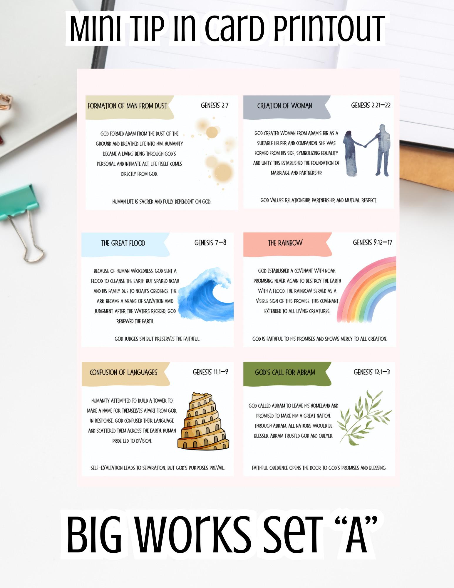 Mini Tip in Cards 25 Works in the Bible SET A | PDF Print | Printable ...