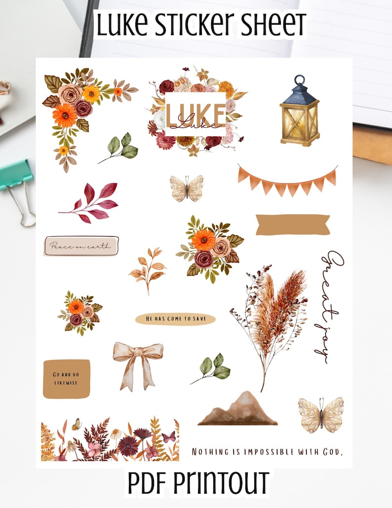 Printable Bible Journaling Stickers LUKE - Etsy