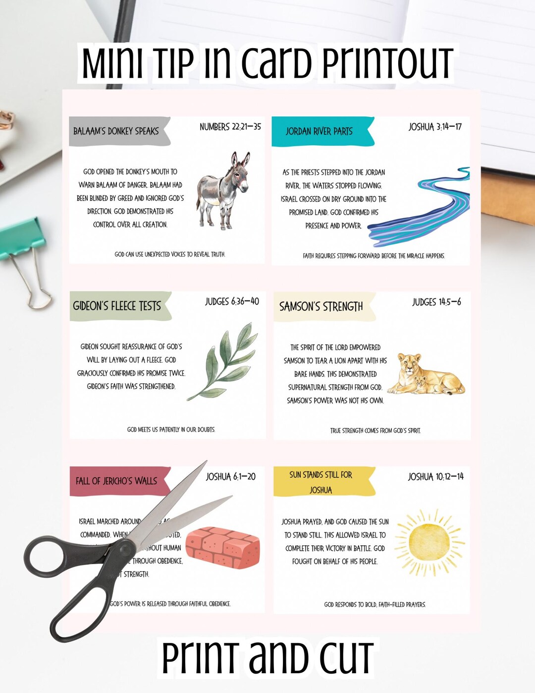 Mini Tip in Cards 25 Works in the Bible SET B | PDF Print | Printable ...