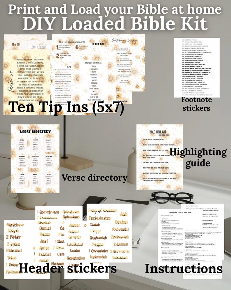 Sunflower Complete Loaded Bible Printout Kit | PDF Print | Tip Ins ...
