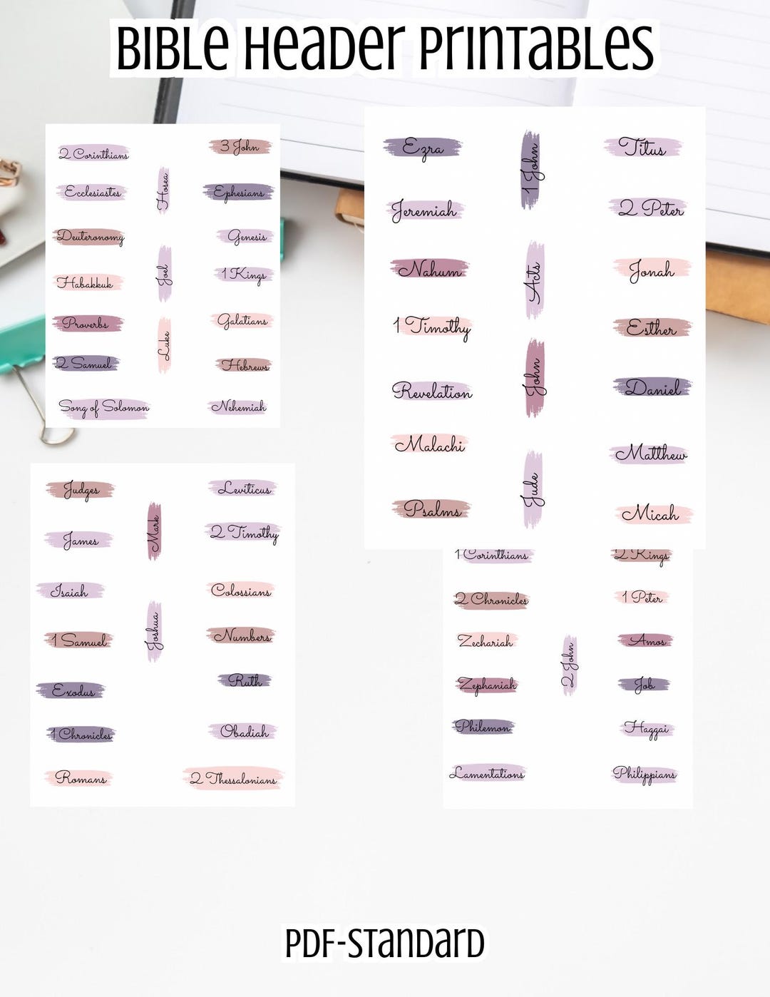 Simple Bible Header Stickers | PDF Print | Prayerful Woman | Printable ...