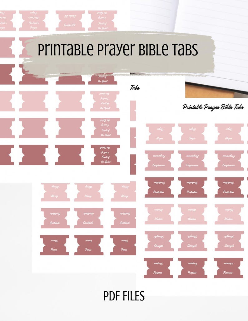 Pink Prayer Tabs Printout | PDF Print | Prayerful Woman | Printable ...