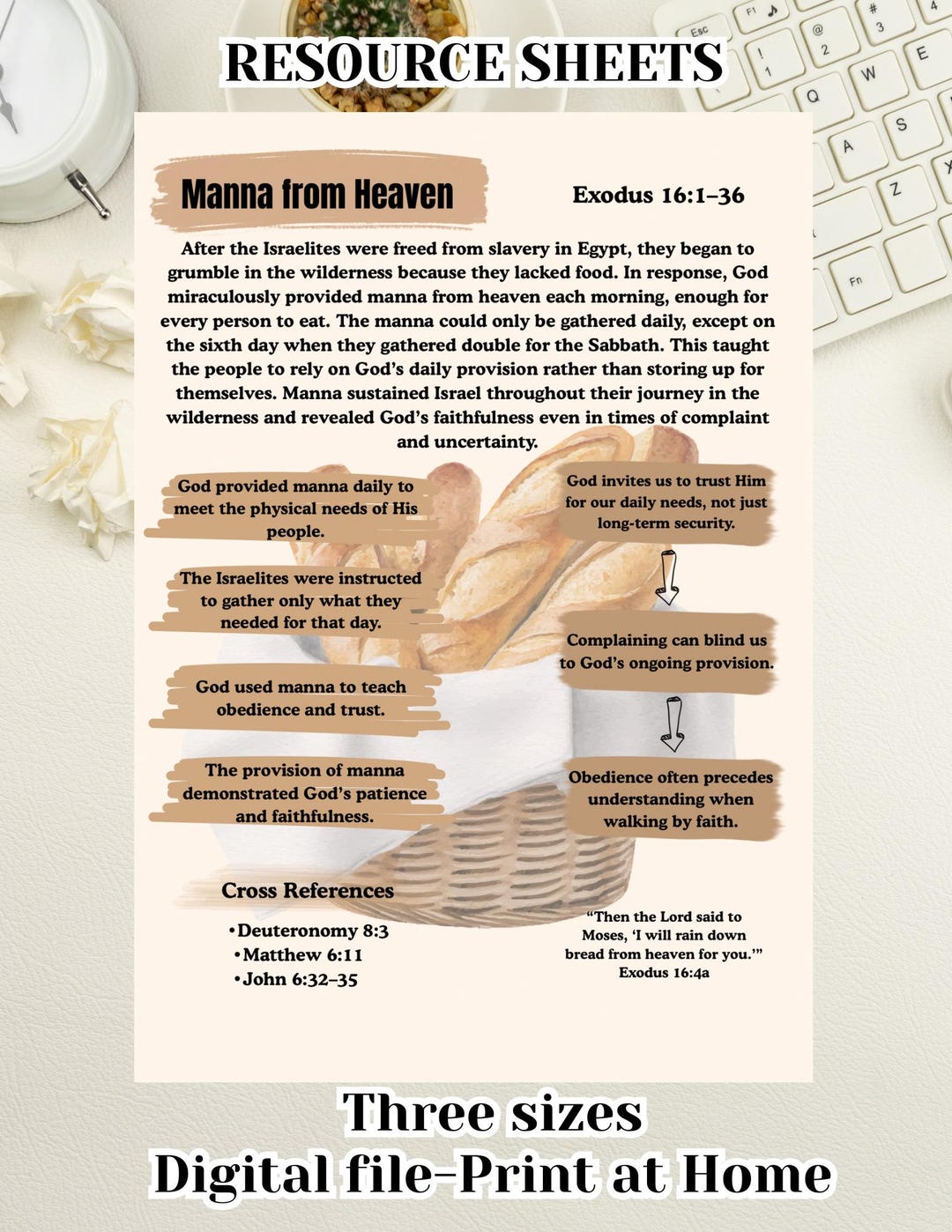 The Story of Manna From Heaven Bible Tip in or Binder Print Out PDF - Etsy