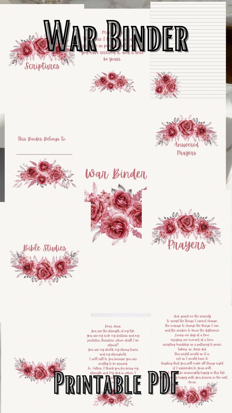 Burgandy Floral Watercolor War Binder | Bible Planner | War Binder ...