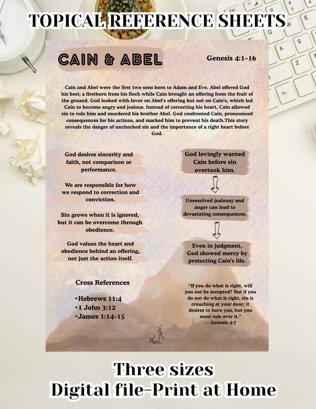 The Story of Cain and Abel Bible Tip in or Binder Print Out PDF - Etsy