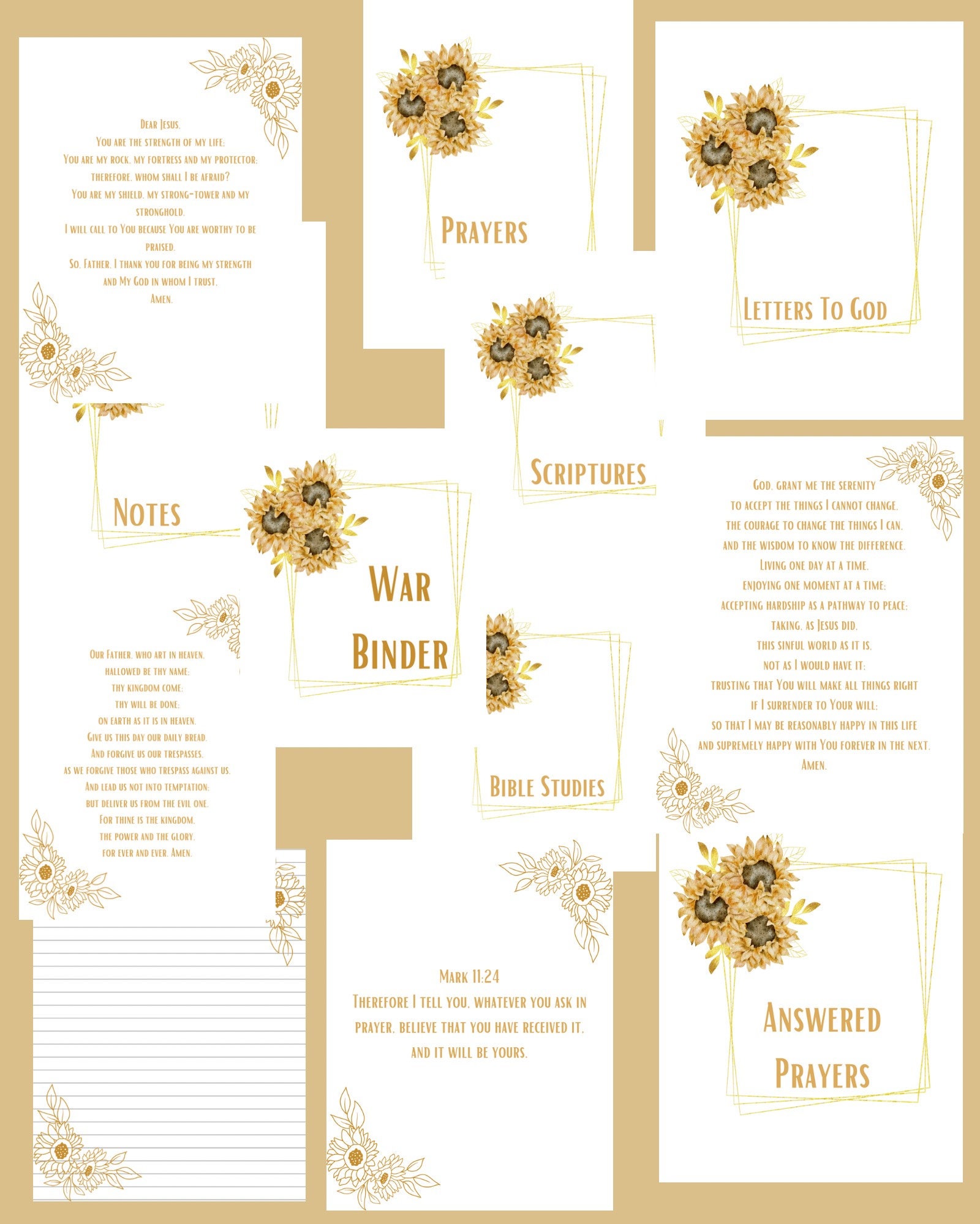 Sunflower War Binder | Bible Planner | Bible Study | Printable War ...