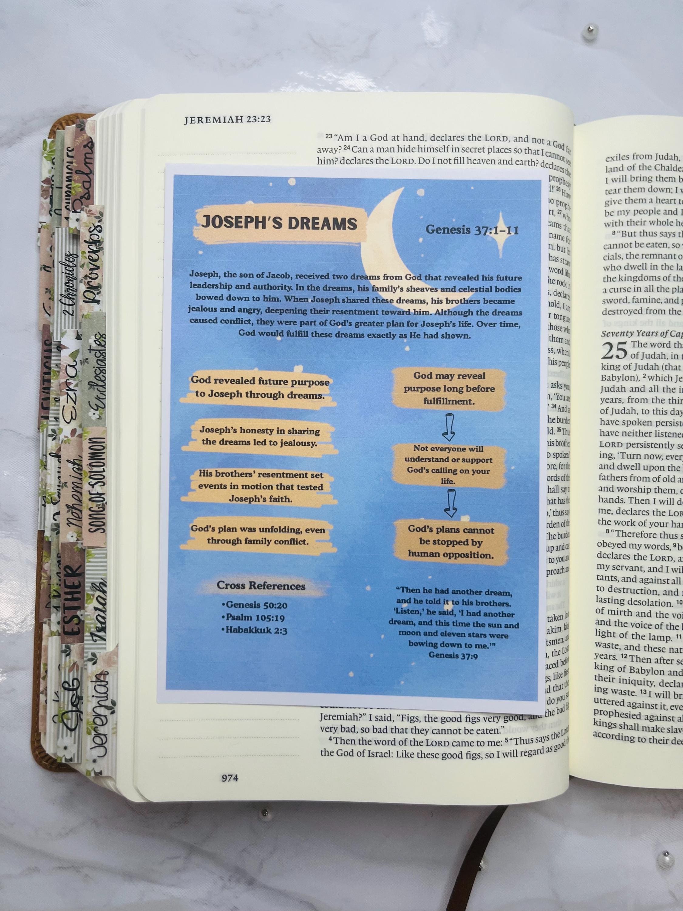 The Story of Josephs Dreams Bible Tip in or Binder Print Out PDF - Etsy