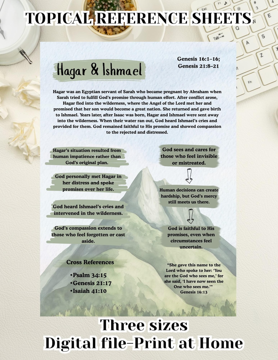 The Story of Hagar and Ishmael Bible Tip in or Binder Print Out PDF - Etsy