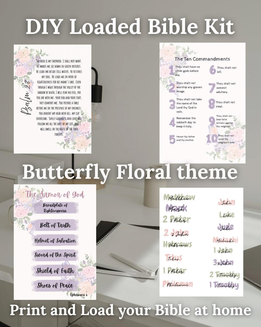 Butterfly Floral Complete Loaded Bible Printout Kit | Tip Ins, Headers ...