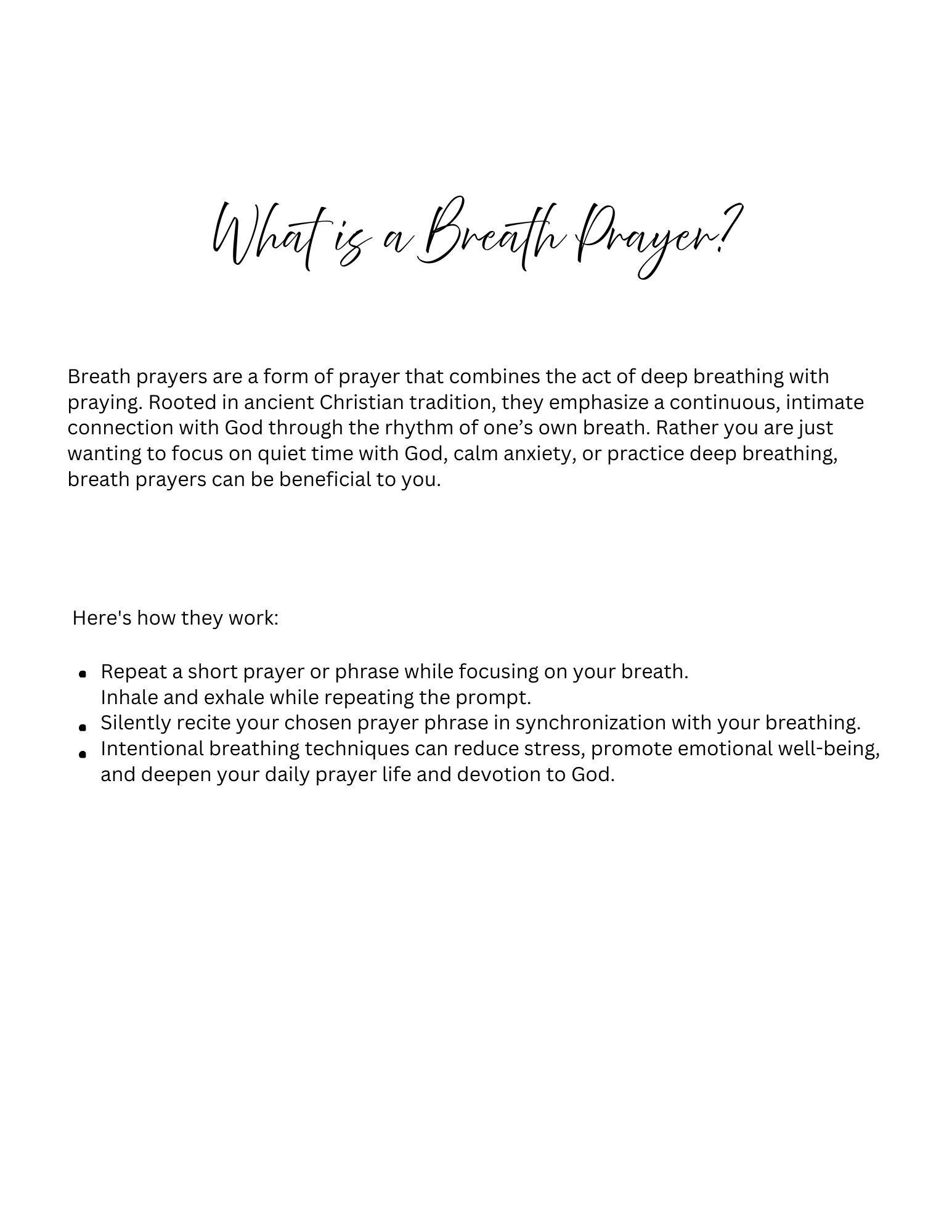 Breath Prayer Master List Printout 100 Prompts | PDF Print | Prayerful ...