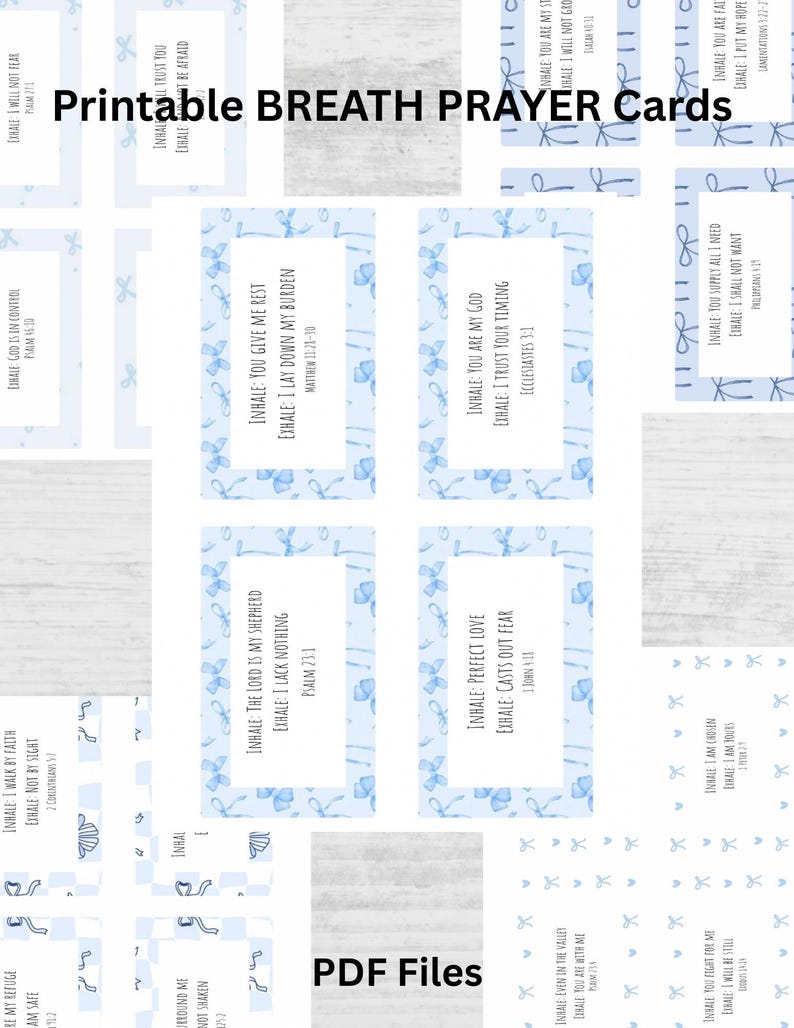 Blue Breath Prayer Cards Printout 30 Cards | PDF Print | Prayerful ...