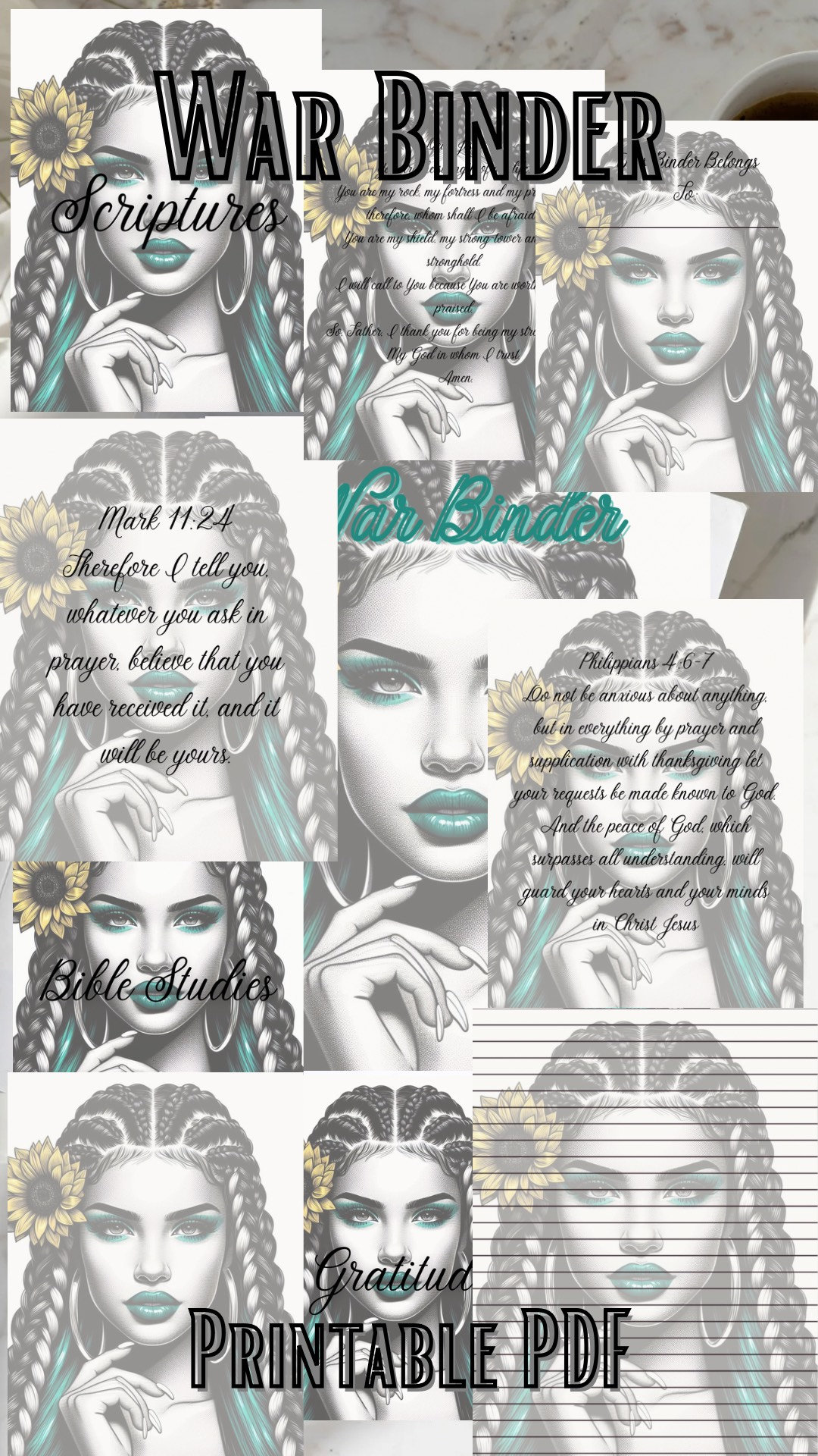 Character War Binder Print Out | War Binder Print | Sunflower Woman ...