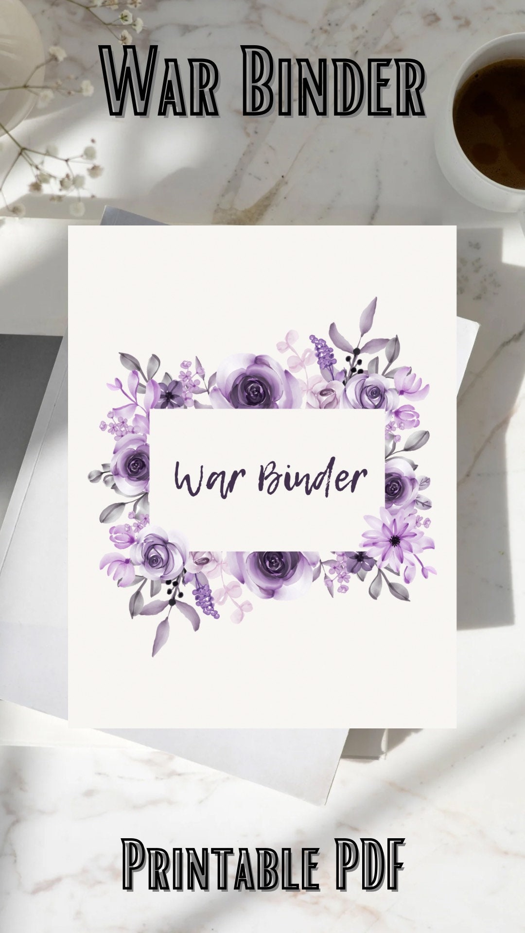 Purple Floral Watercolor War Binder | Bible Planner | War Binder Print ...