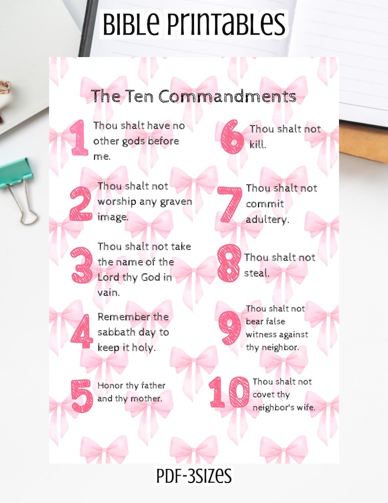 Bible Ten Commandments War Binder Loaded Bible Printout Pink Bow | PDF ...