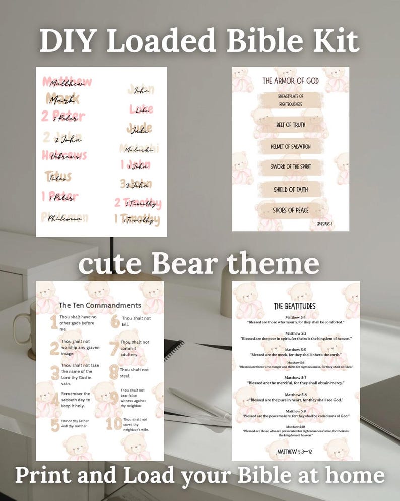 Cute Bear Complete Loaded Bible Printout Kit | PDF Print | Tip Ins ...