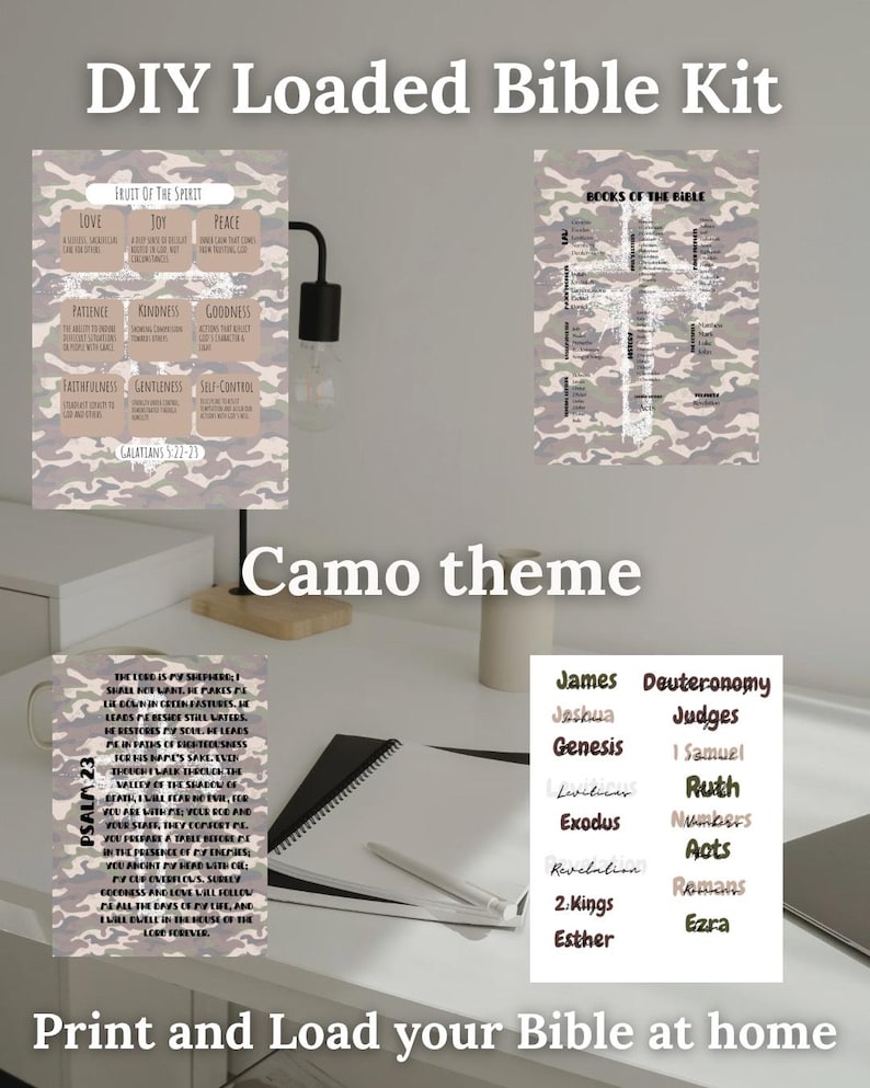 Camo Complete Loaded Bible Printout Kit | Tip Ins, Headers and ...