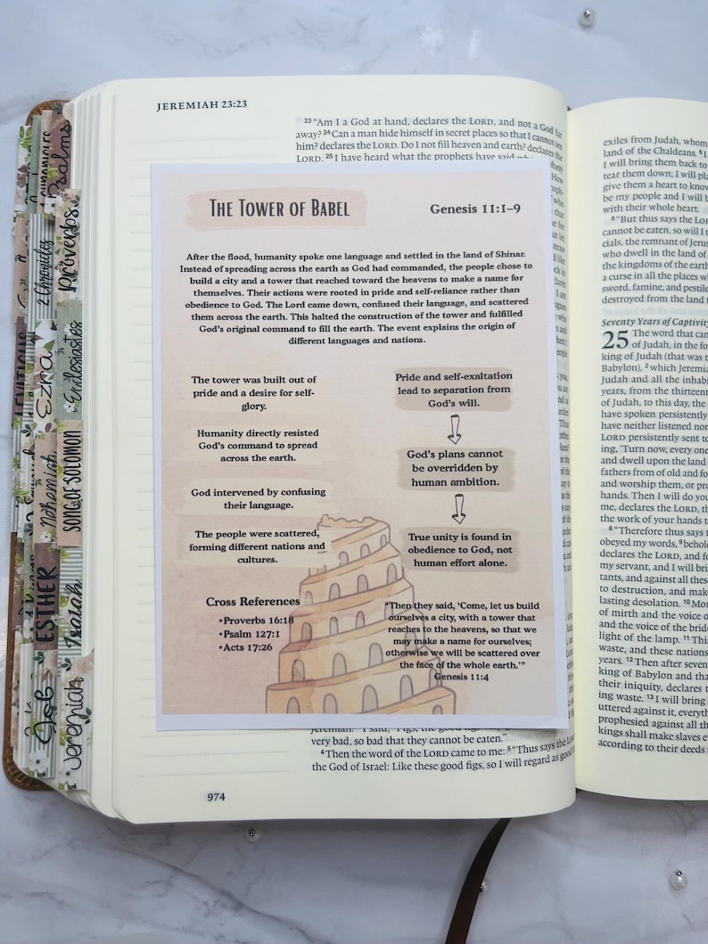 The Story of the Tower of Babel Bible Tip in or Binder Print Out PDF ...
