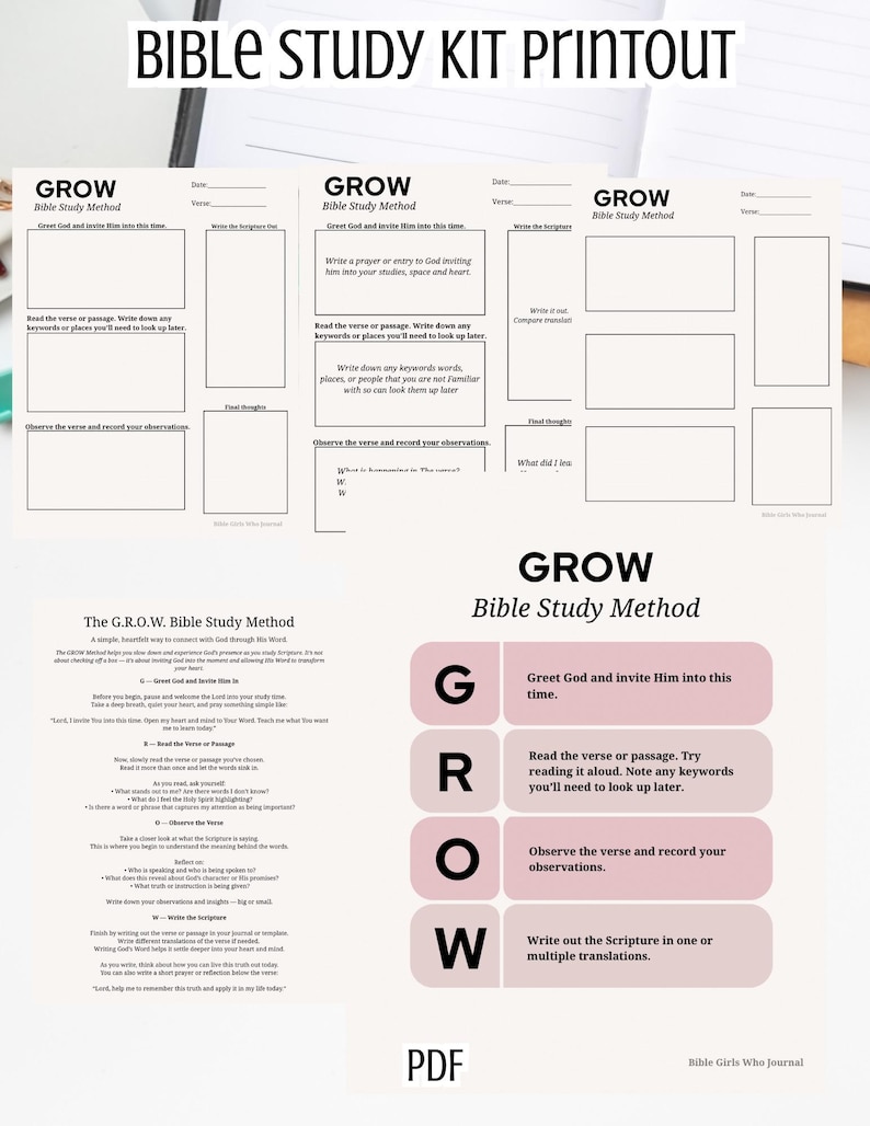 GROW Bible Study Kit | Printable Bible Study | Bible Study Page | Blank ...
