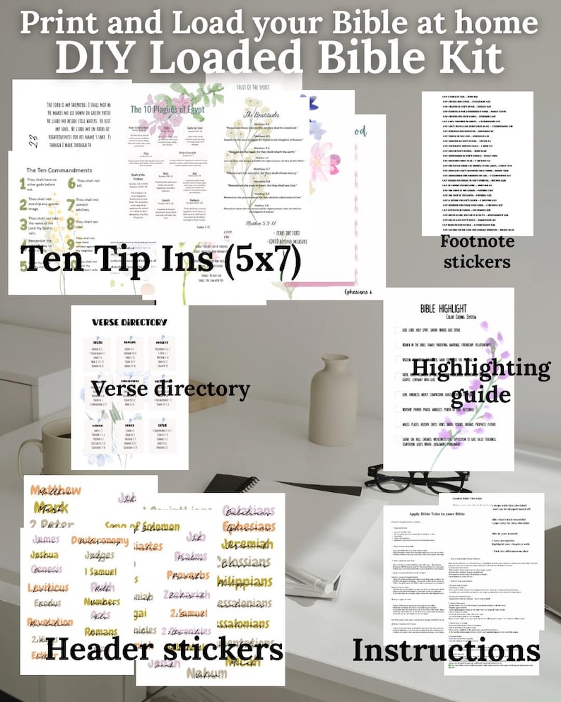 Watercolor Floral Complete Loaded Bible Printout Kit | PDF Print | Tip ...
