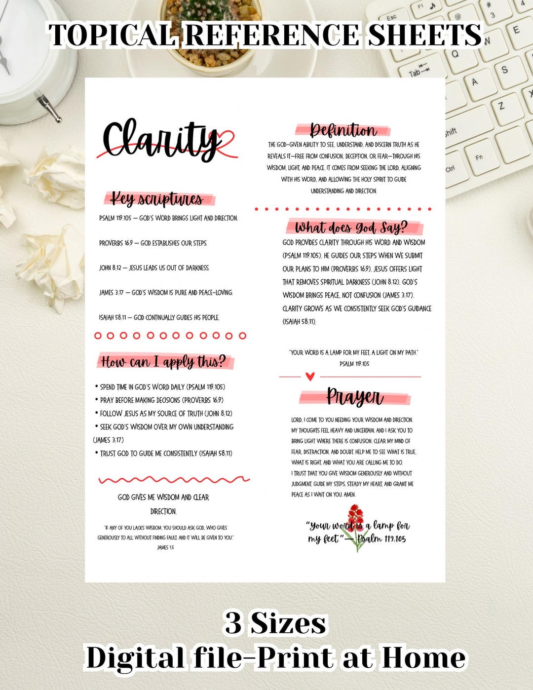 CLARITY Topic Reference Sheet Printable 3 Sizes - Etsy