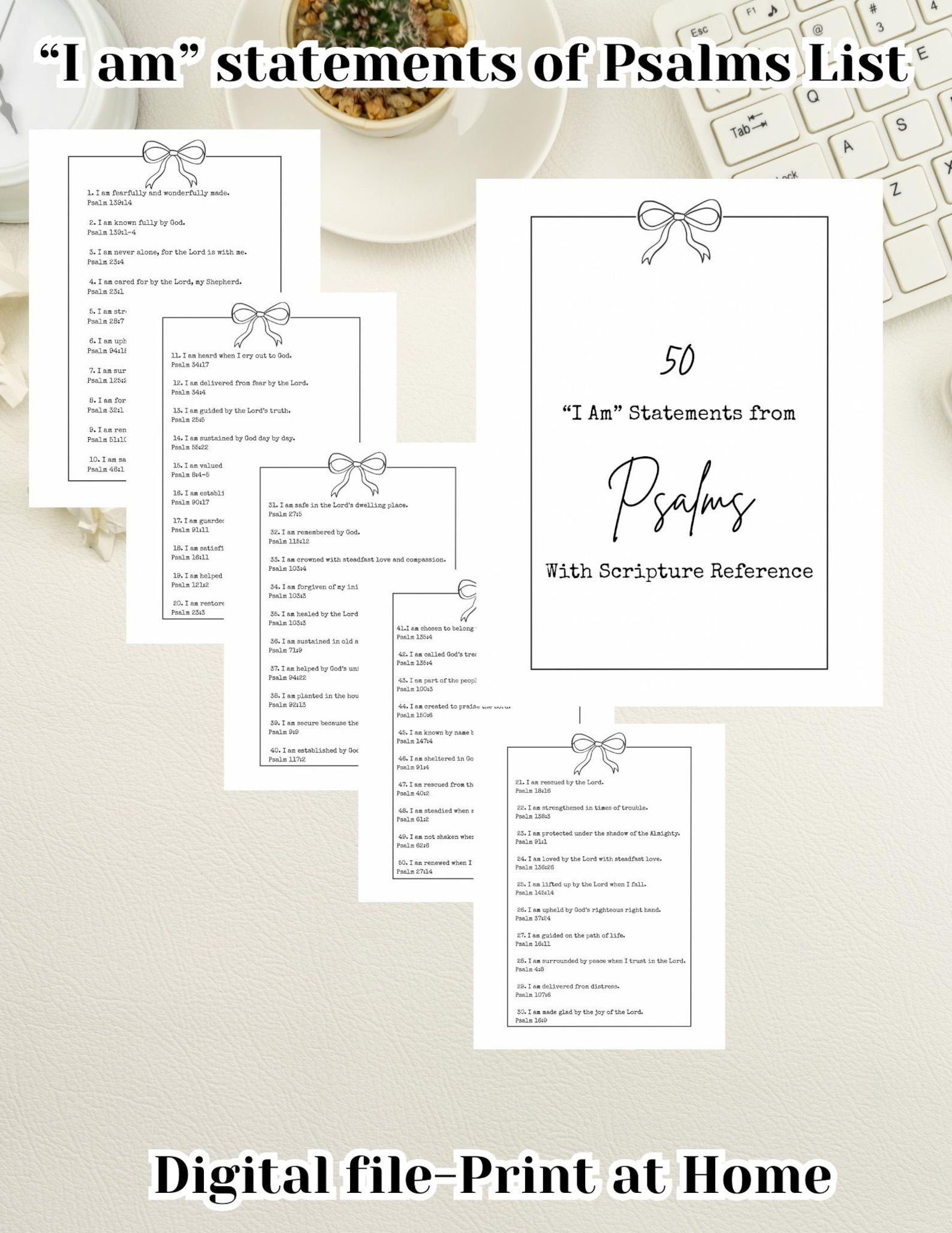 50 "i Am" Statements of Psalms Basic List | Printable PDF - Etsy