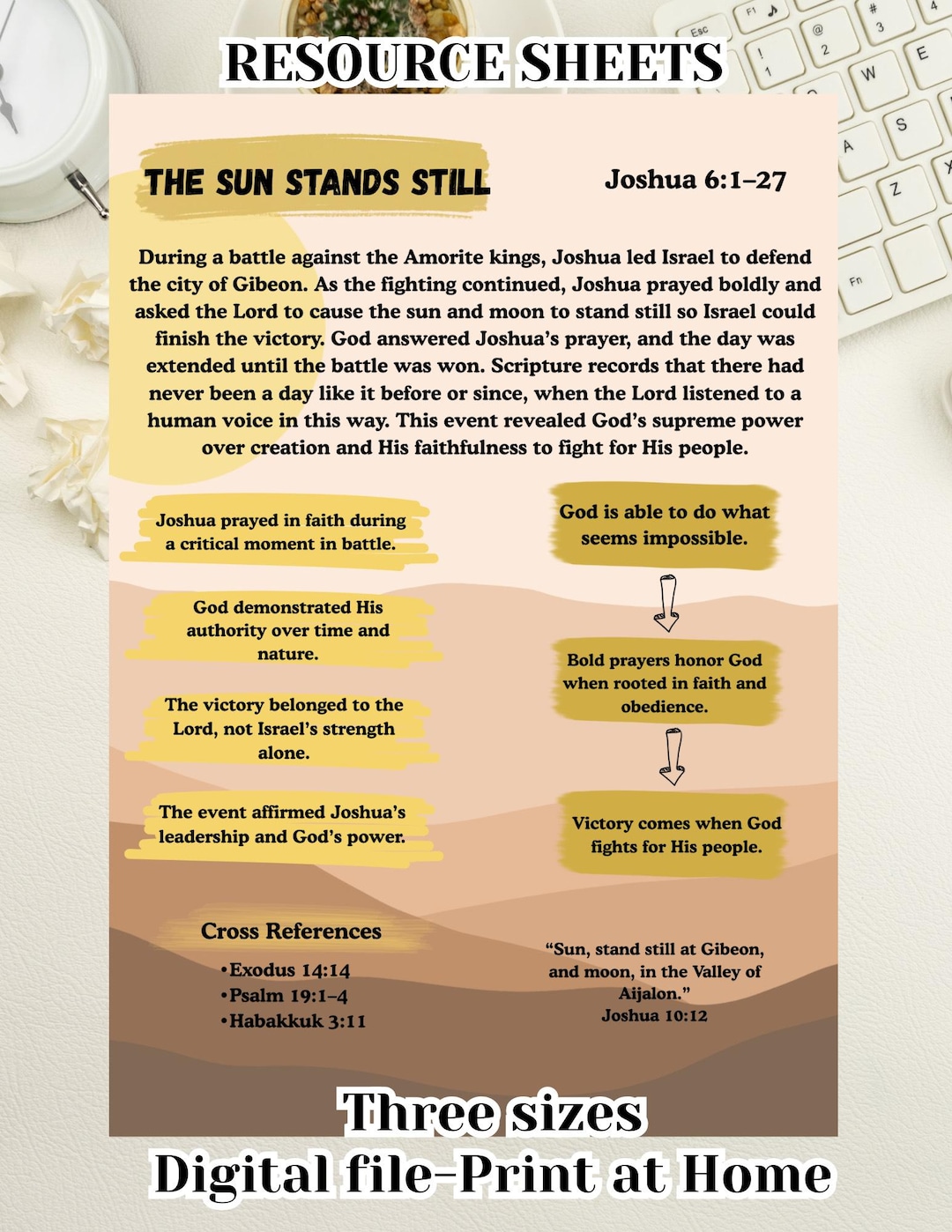 The Story of the Sun Stands Still Bible Tip in or Binder Print Out PDF ...