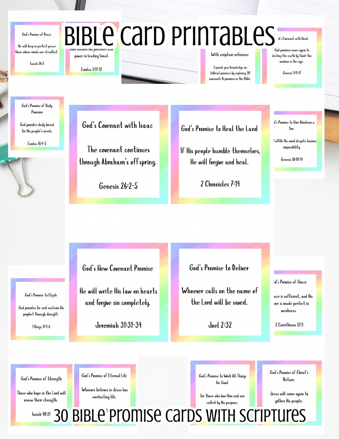 Promises of the Bible Cards Printout 30 Cards Scripture | PDF Print ...