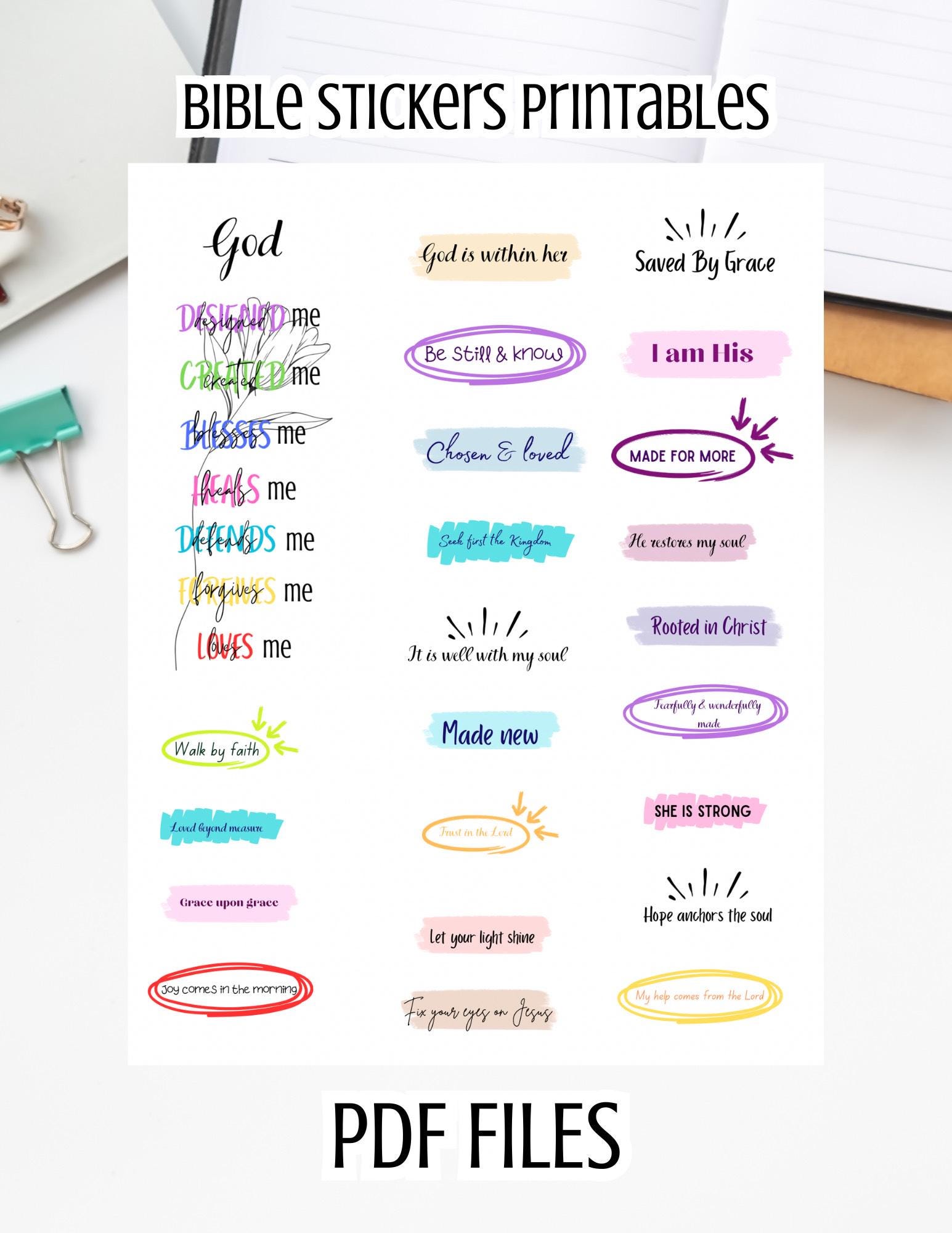 Scripture Bible Sticker Printout | PDF Print | Printable Bible Stickers ...