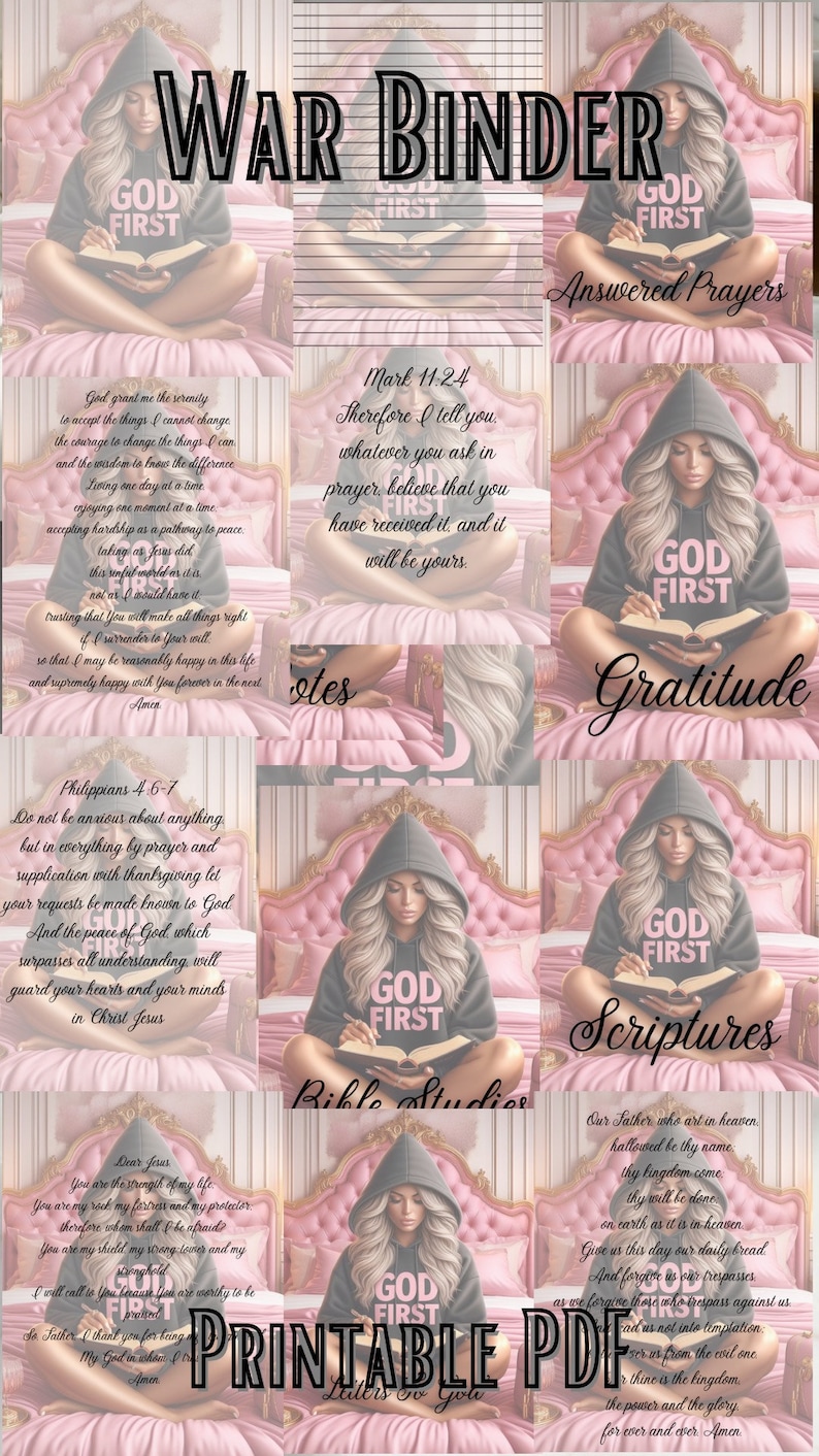 Character War Binder Print Out | War Binder Print | Luxury Pink Prayer ...