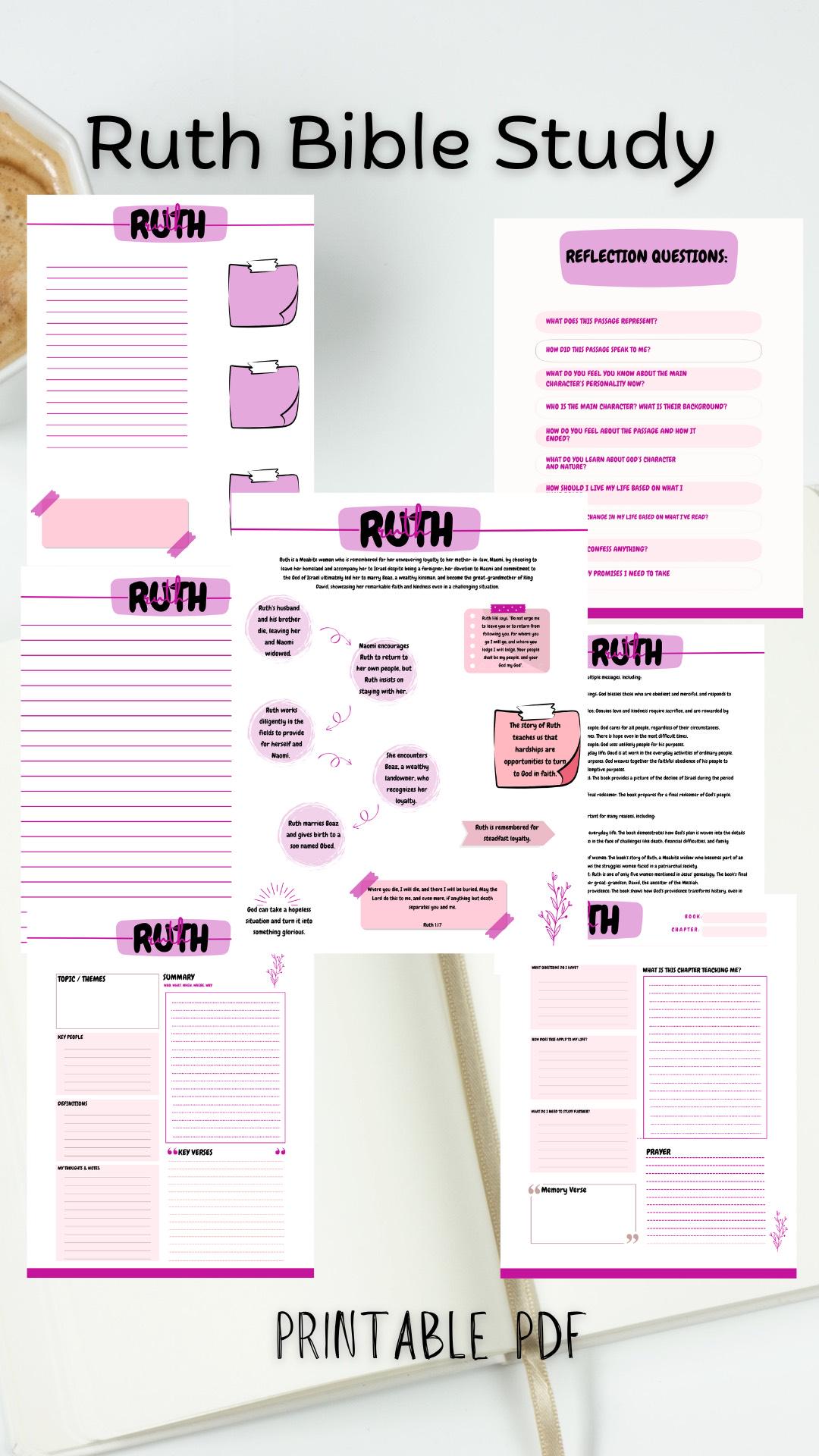 RUTH Bible Study Binder Print Out | PDF Print | Prayerful Woman | Printable Bible Binder Design ...