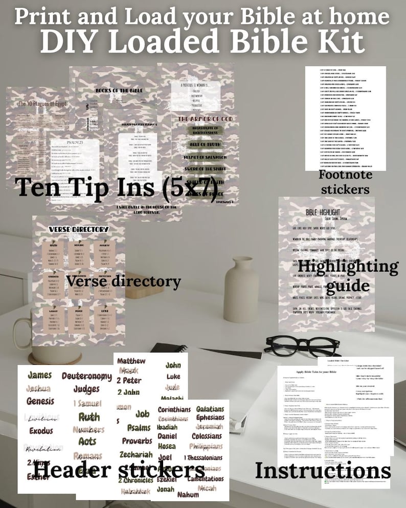 Camo Complete Loaded Bible Printout Kit | Tip Ins, Headers and ...