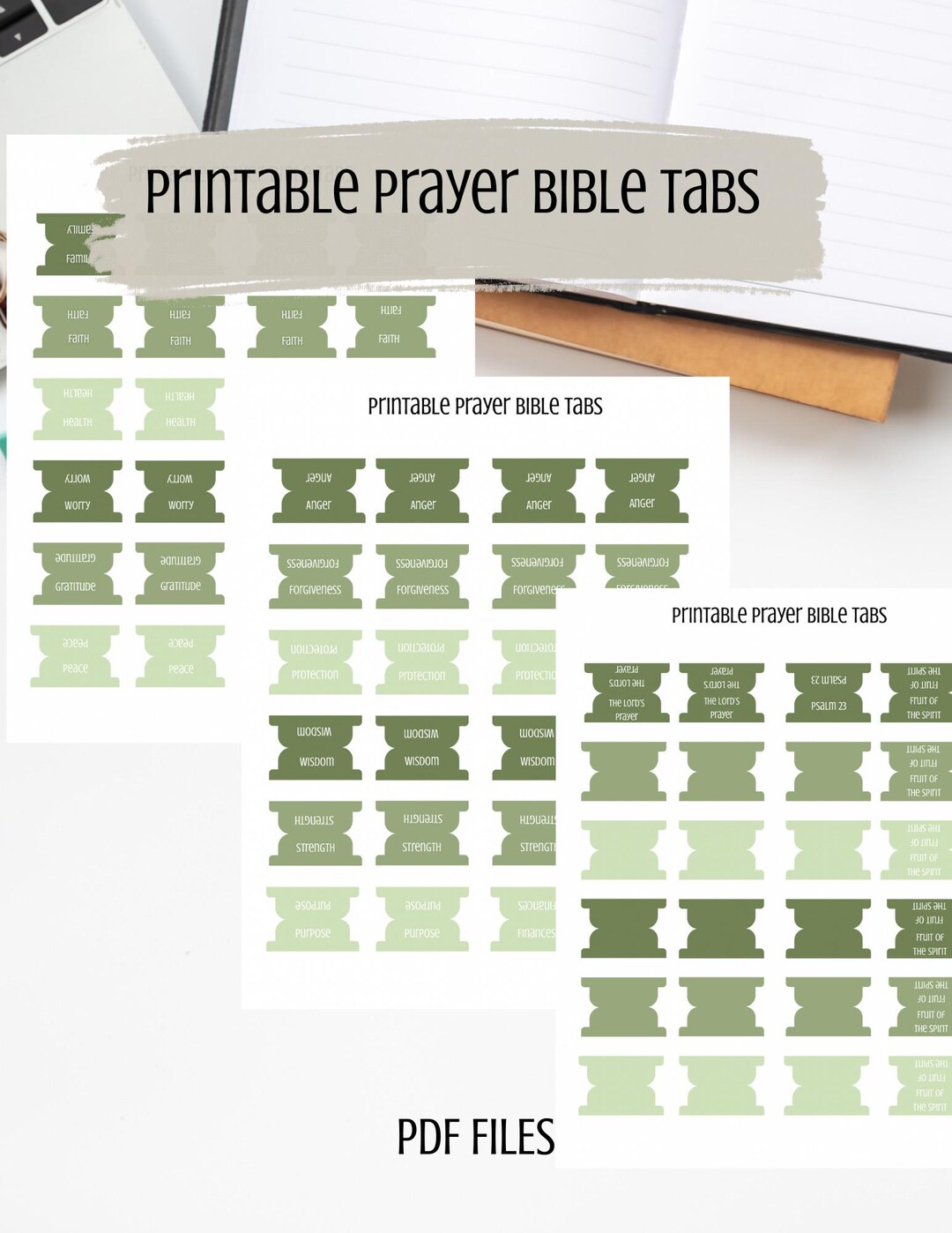 Green Prayer Tabs Printout | PDF Print | Prayerful Woman | Printable ...
