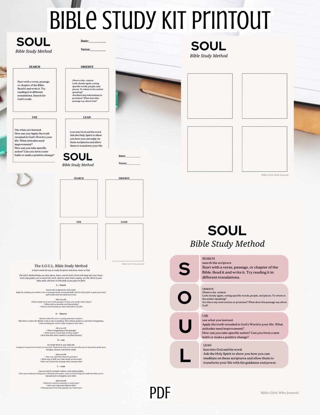SOUL Bible Study Kit | Printable Bible Study | Bible Study Page | Blank ...