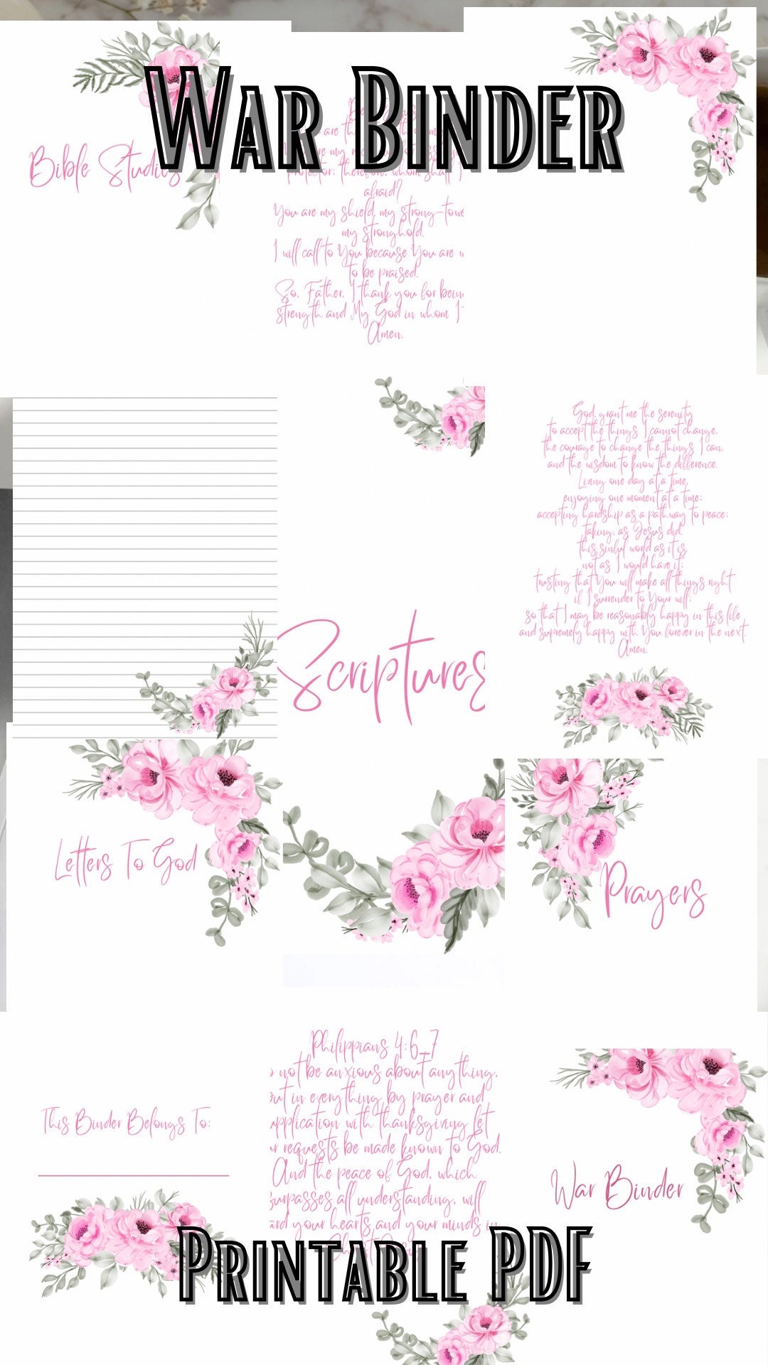 Pink Floral Watercolor War Binder | Bible Planner | War Binder Print ...