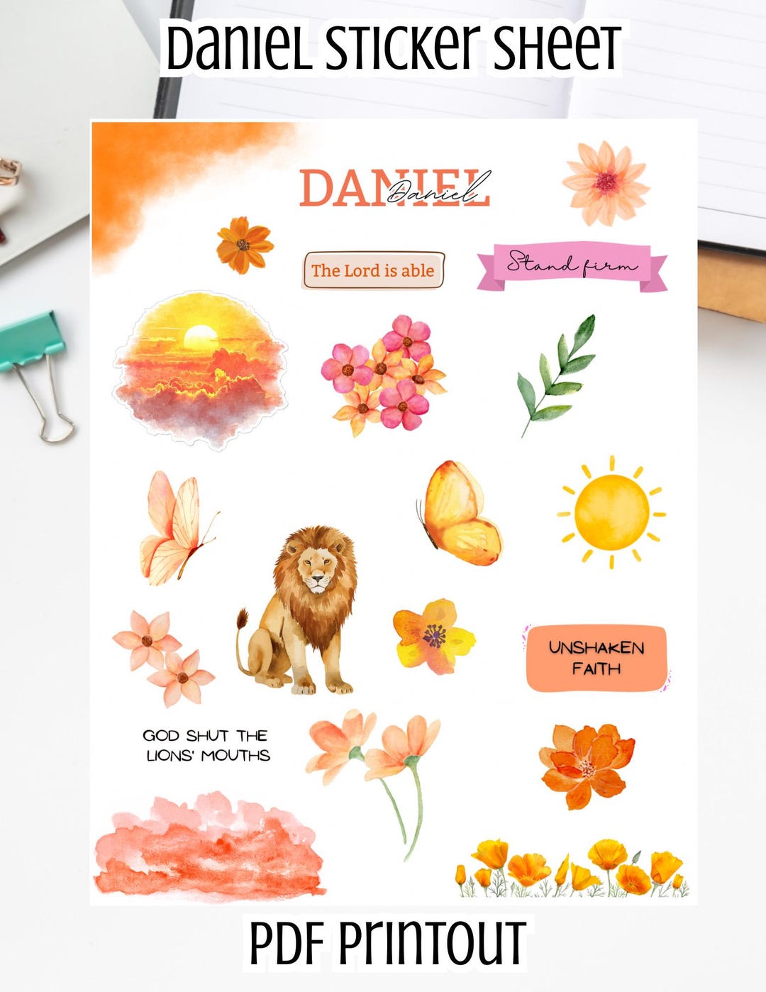 Printable Bible Journaling Stickers DANIEL - Etsy