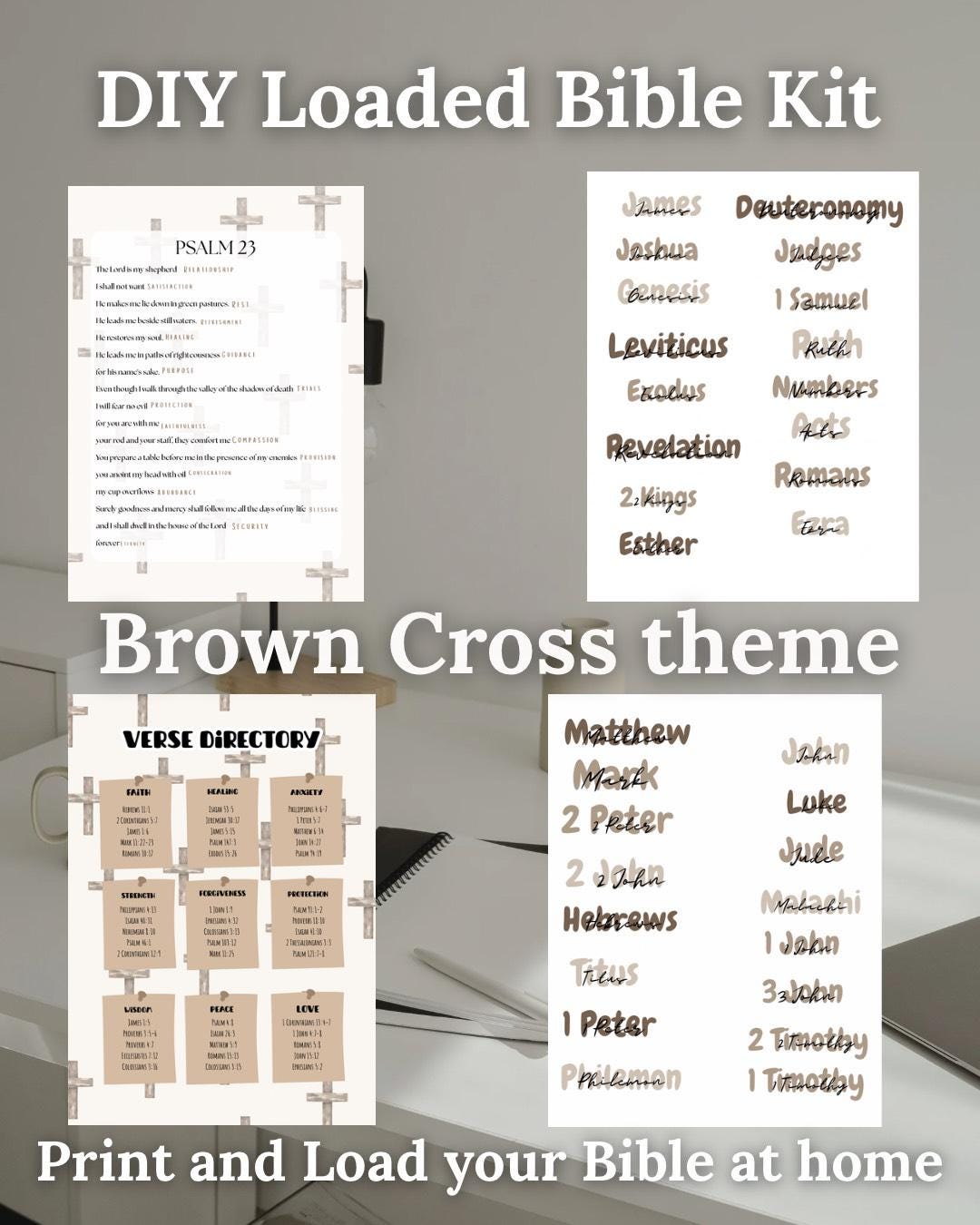 Brown Cross Complete Loaded Bible Printout Kit | PDF Print | Tip Ins ...