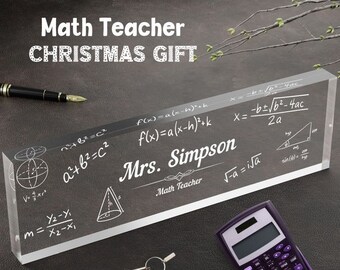 Math Teacher Appreciation Gift Custom Desk Name Plate Plaque Gift UV ...