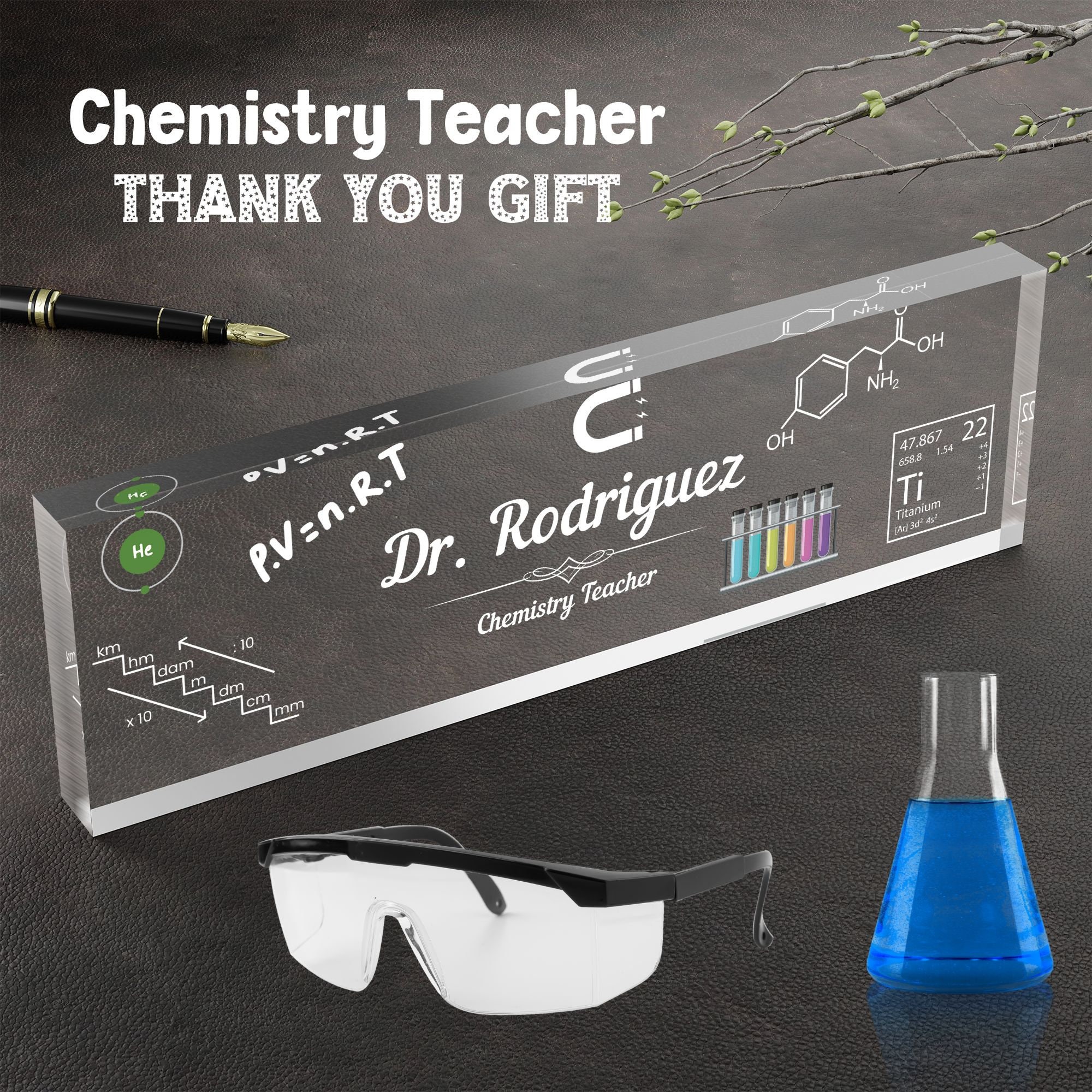 Math Teacher Thank You Gift Desk Name Plate Custom Acrylic Desk Plaque ...