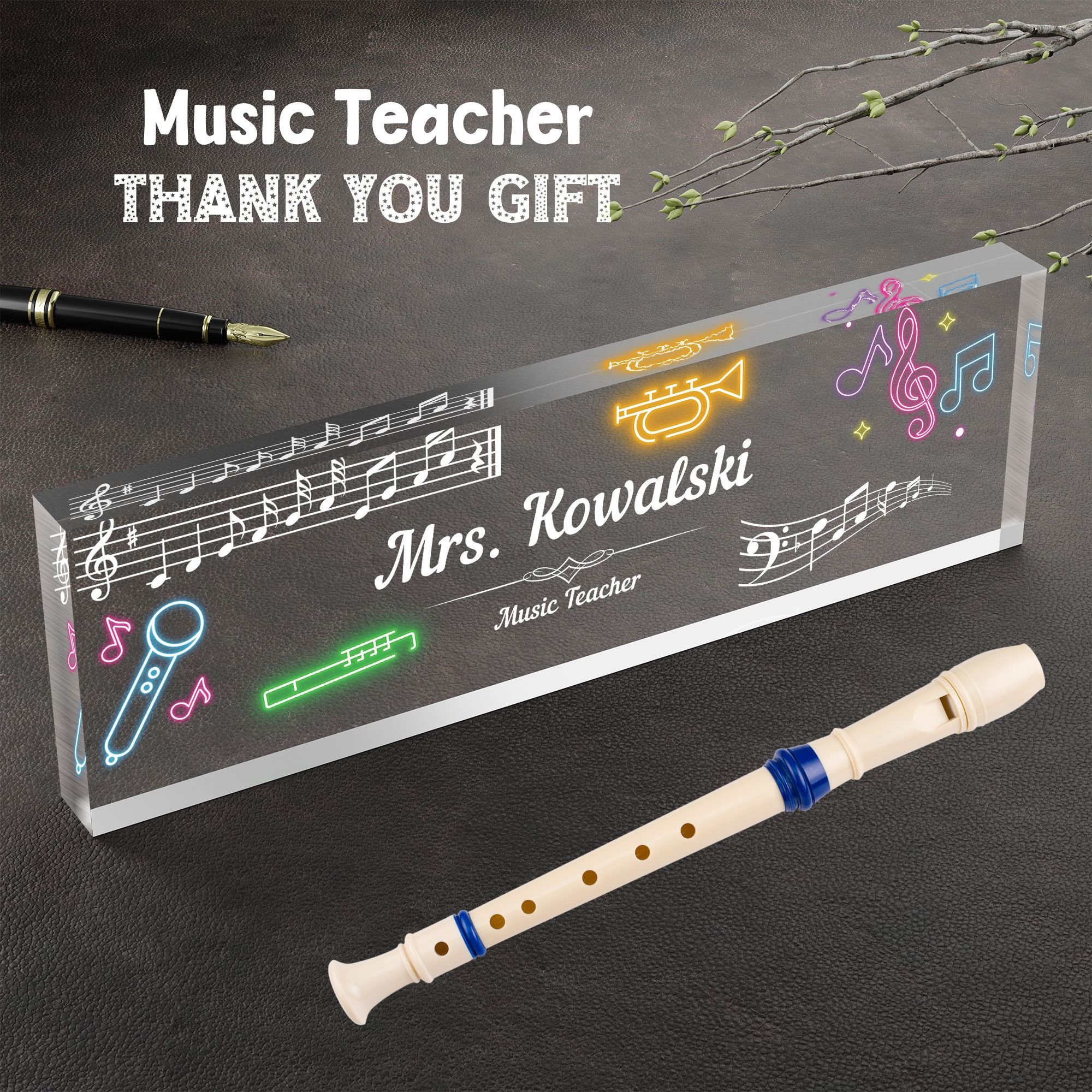 Music Teacher Appreciation Thank You Gift Desk Name Plate Custom ...